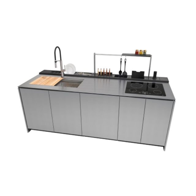 Módulo Freestanding Mekal 300 Ilha em Aço Inox Escovado - SB Ambientes