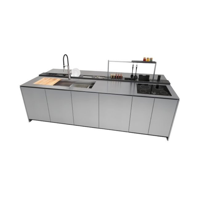 Módulo Freestanding Mekal 300 Ilha em Aço Inox Escovado - SB Ambientes